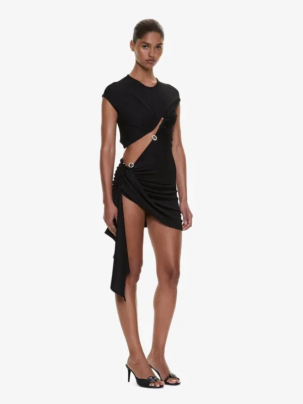 Christopher Esber Droplet Crystal Clasp Draped Tank Dress
