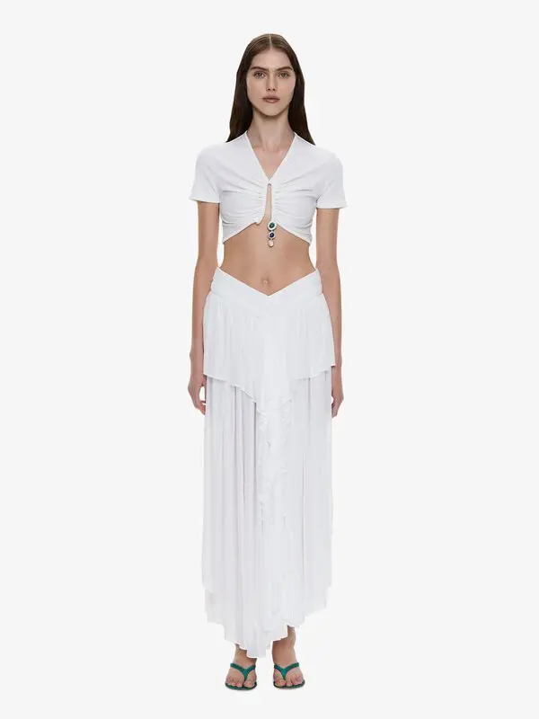 Christopher Esber Droplet Crystal Pendant Ruched Tee
