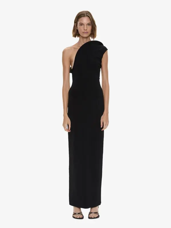 Christopher Esber Concave Wired One-shoulder Maxi Dress - Black