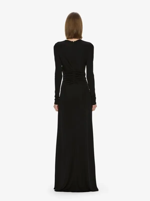 Christopher Esber Bezel Quartz Ruched Long Sleeve Maxi Dress