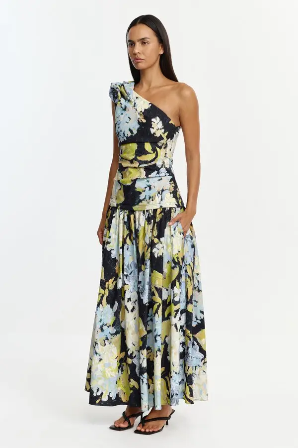 Acler Benetti Maxi Dress Abstract Floral
