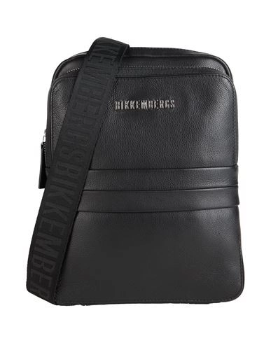 BIKKEMBERGS Leather Crossbody Bag With Embossed Logo - Black