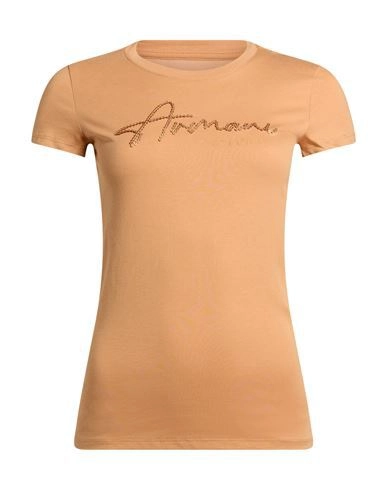 Armani Exchange Cotton T-shirt With Sequins - Beige
