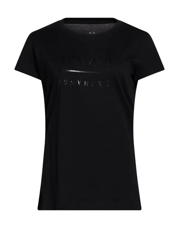 Armani Exchange Cotton T-shirt With Appliqués - Black