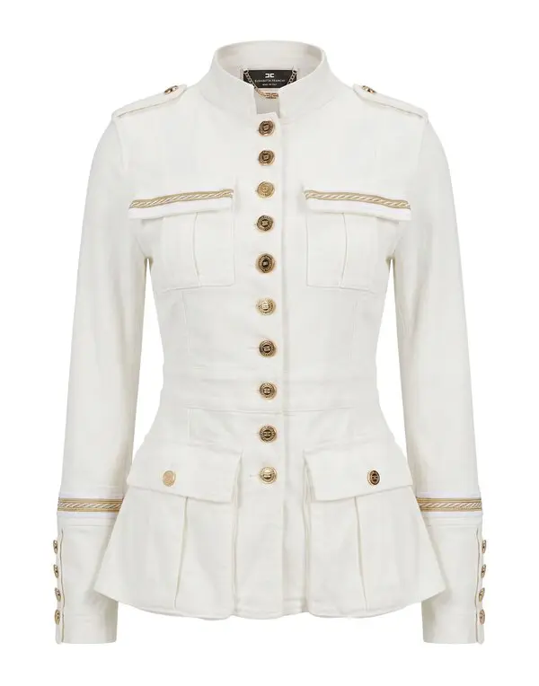Elisabetta Franchi Jacket Size Cotton, Elastane