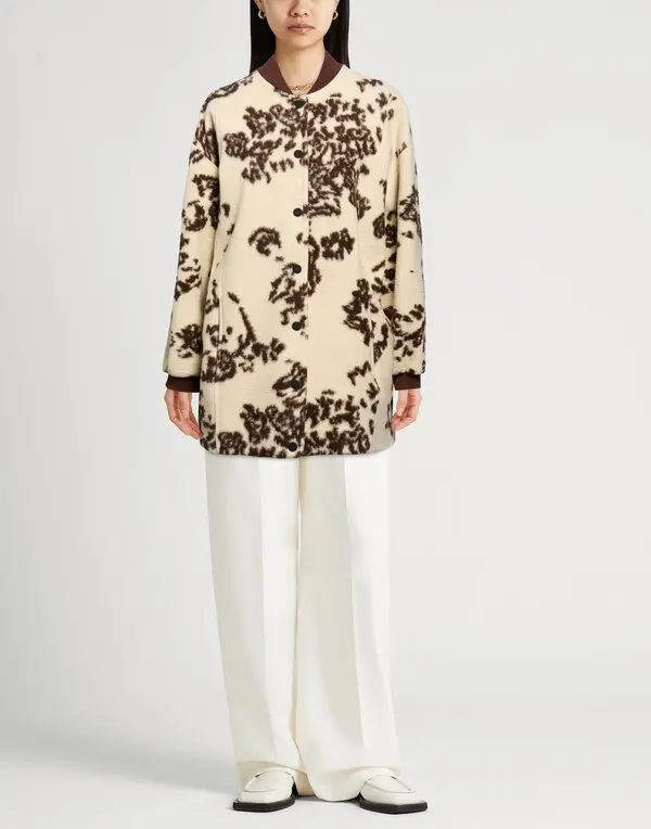 ALYSI Chocolat Coat Cream Size Wool, Polyester