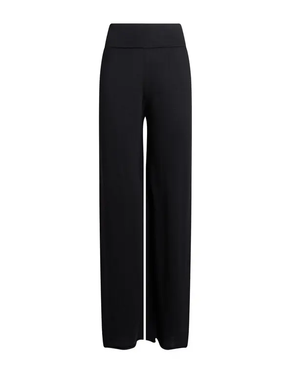 ANNA MOLINARI Wide-leg Merino Wool Knit Pants - Black