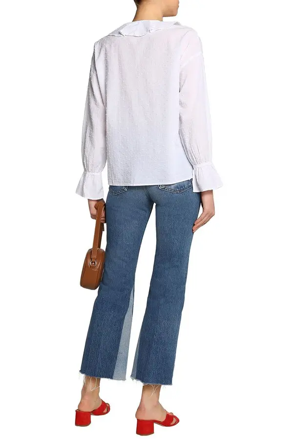 M.I.H JEANS Ruffletrimmed Fil Coupé Cotton Blouse