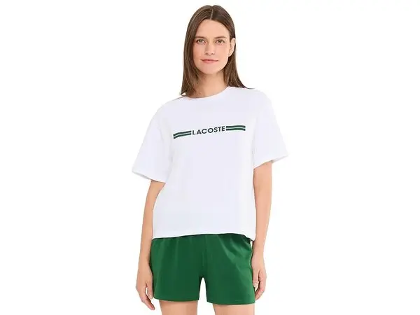 Lacoste Cotton Pyjama Sets Pajama Sets White/green