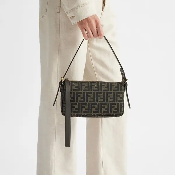 Fendi Zucca Jacquard Zipper Top Bag