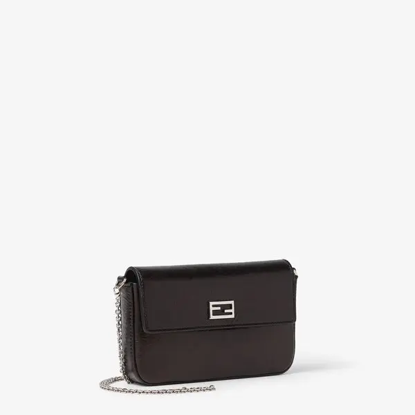 Fendi Tube Wallet On Chain Crackled Leather Compact Wallet
