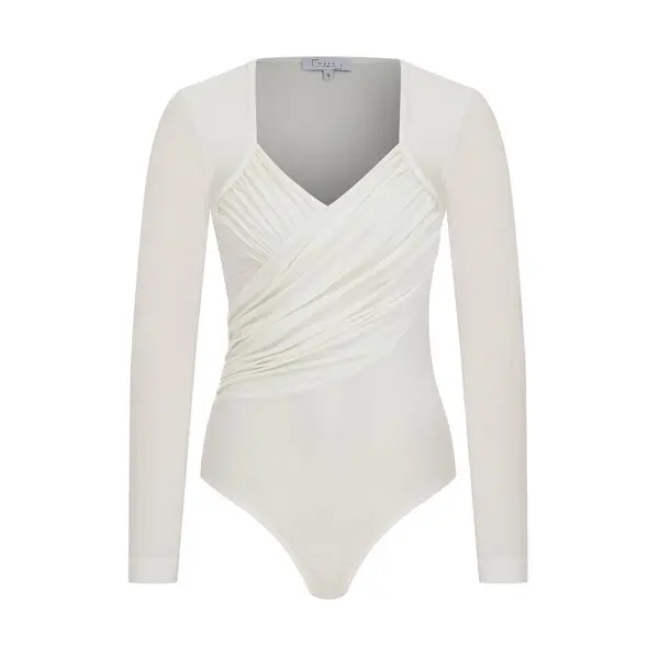 MAAN ISTANBUL Folds Detail Bodysuit The Wild Rose - White