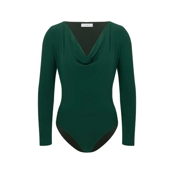MAAN ISTANBUL Drape Deep Collar Bodysuit Viva