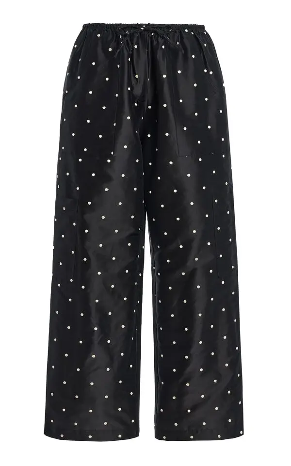 Donni. The Polka-dot Silk Taffeta Cargo Pants - Black
