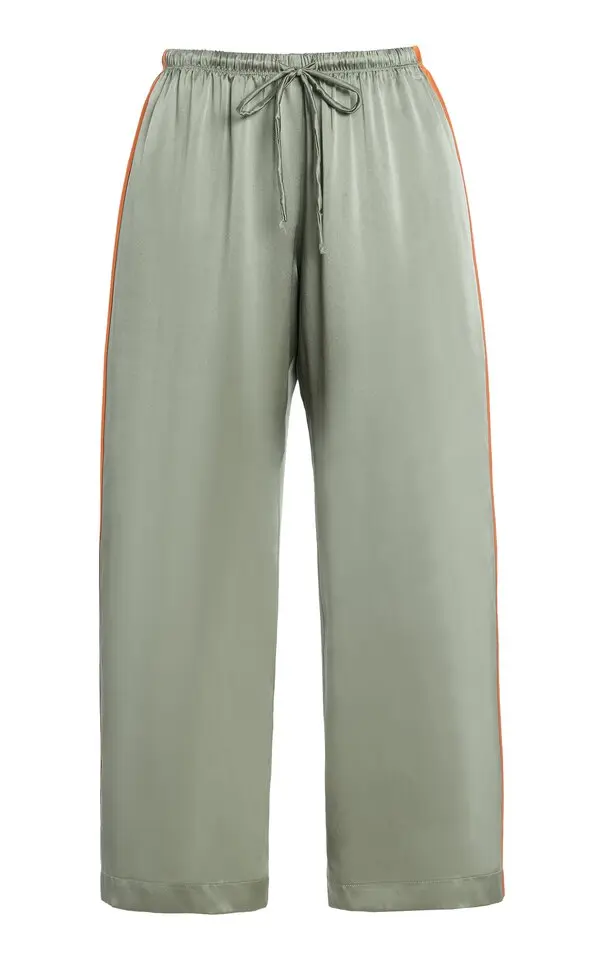 Donni. Striped Silk Wide-leg Cropped Pants - Green