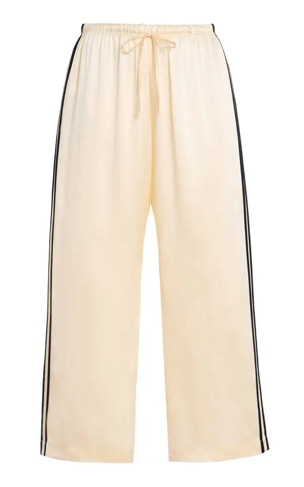 Donni. Striped Silk Wide-leg Cropped Pants - Ivory