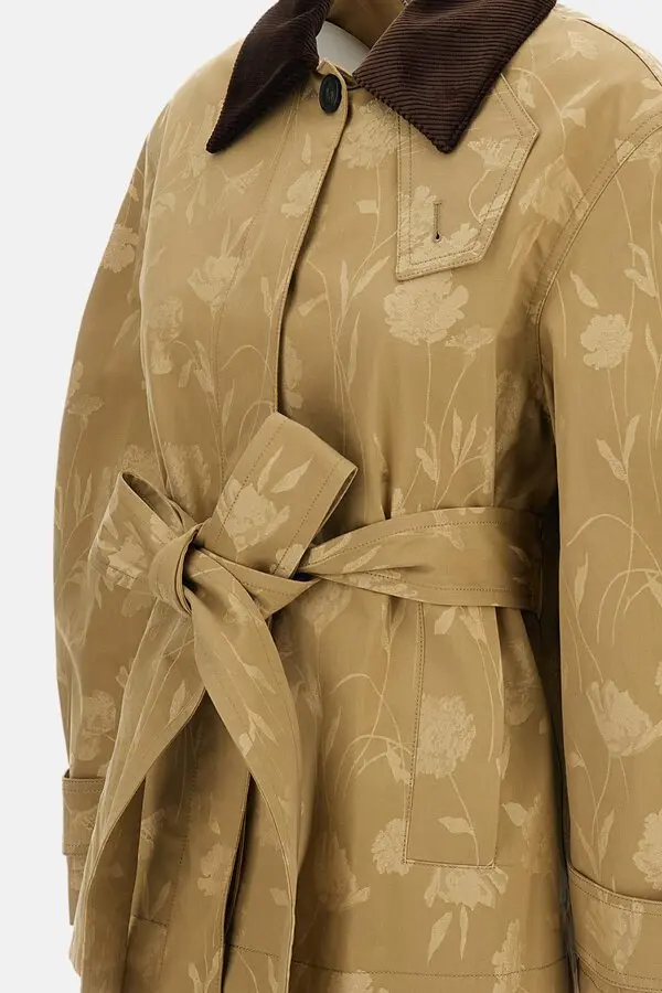 Erdem Oversize Poppy Cotton Jacquard Jacket With Belt