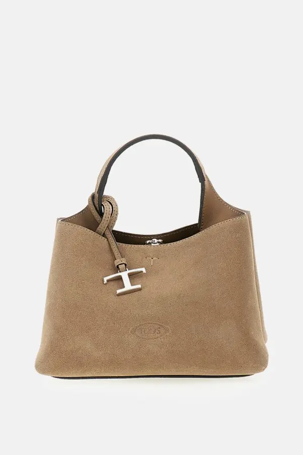 TOD'S Micro Pouch Suede Bag - Beige