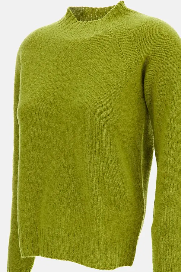 DRUMOHR Wool Crew-neck Sweater With Mock Neck - Verde
