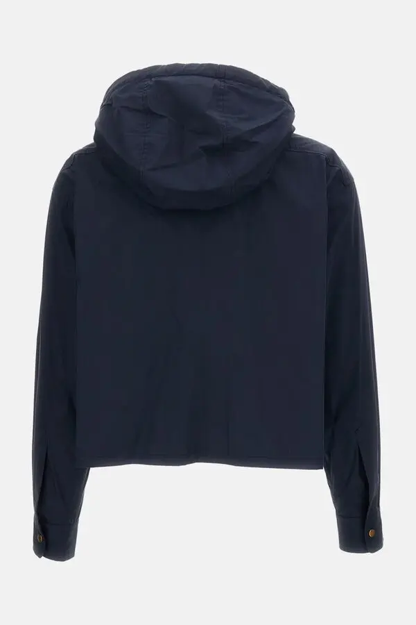 Moncler Cropped Jacket With Hood - Blu