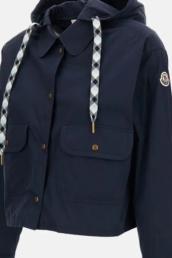 Moncler Cropped Jacket With Hood - Blu
