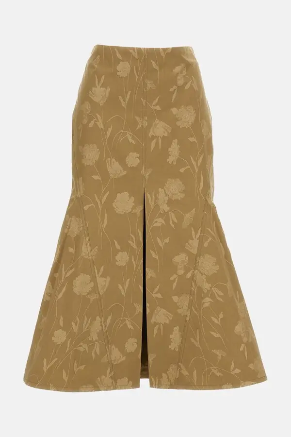 Erdem Poppy Cotton Jacquard Midi Skirt