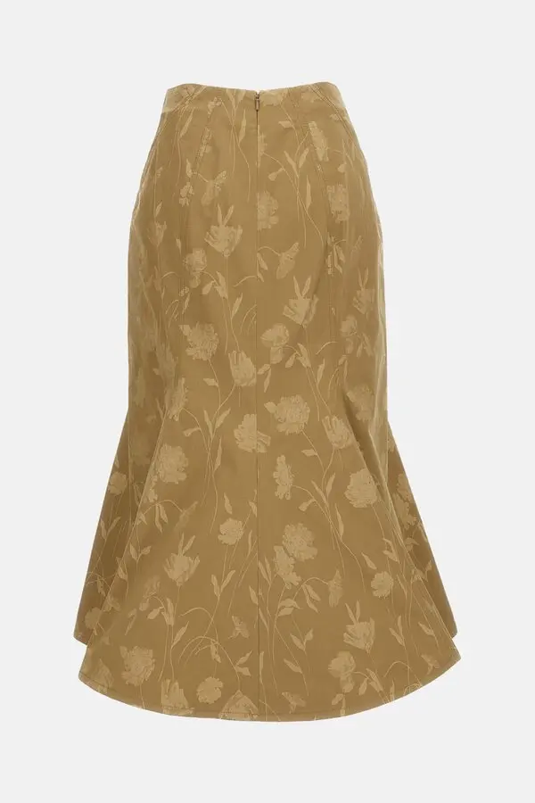 Erdem Poppy Cotton Jacquard Midi Skirt