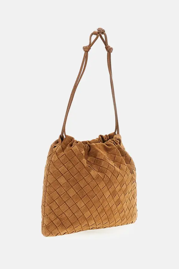 Bottega Veneta Suede Intrecciato Pochette - Beige