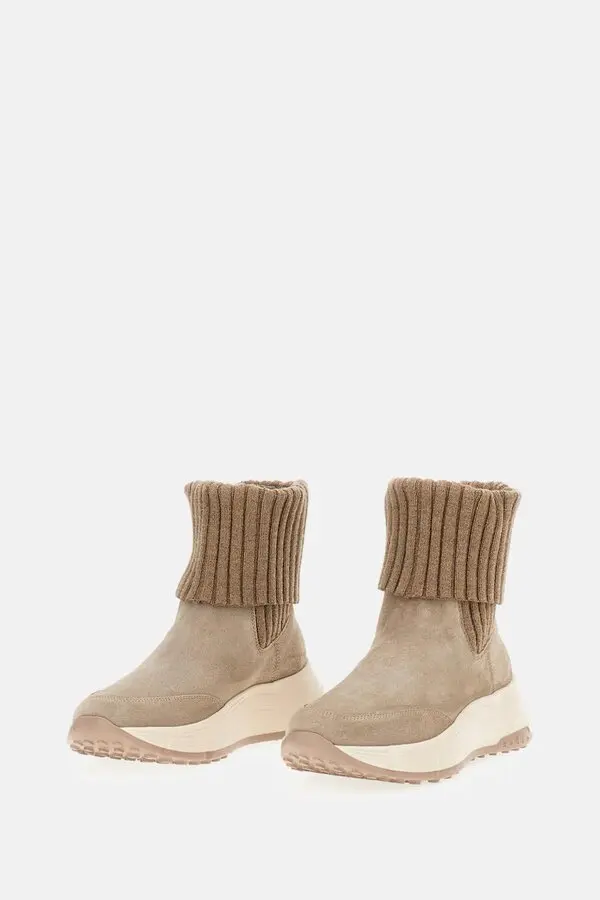 Hogan Ribbed Wool Blend Shaft Chelsea Boots