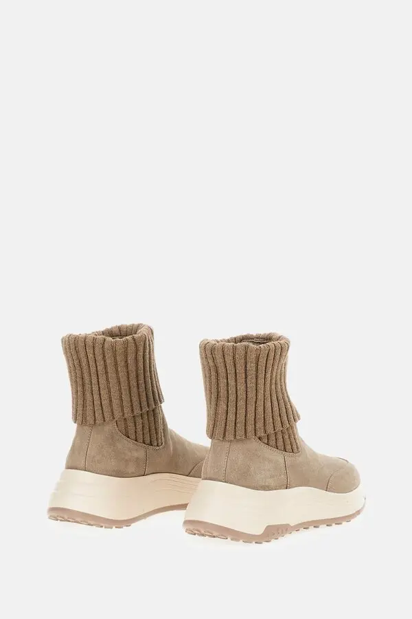 Hogan Ribbed Wool Blend Shaft Chelsea Boots