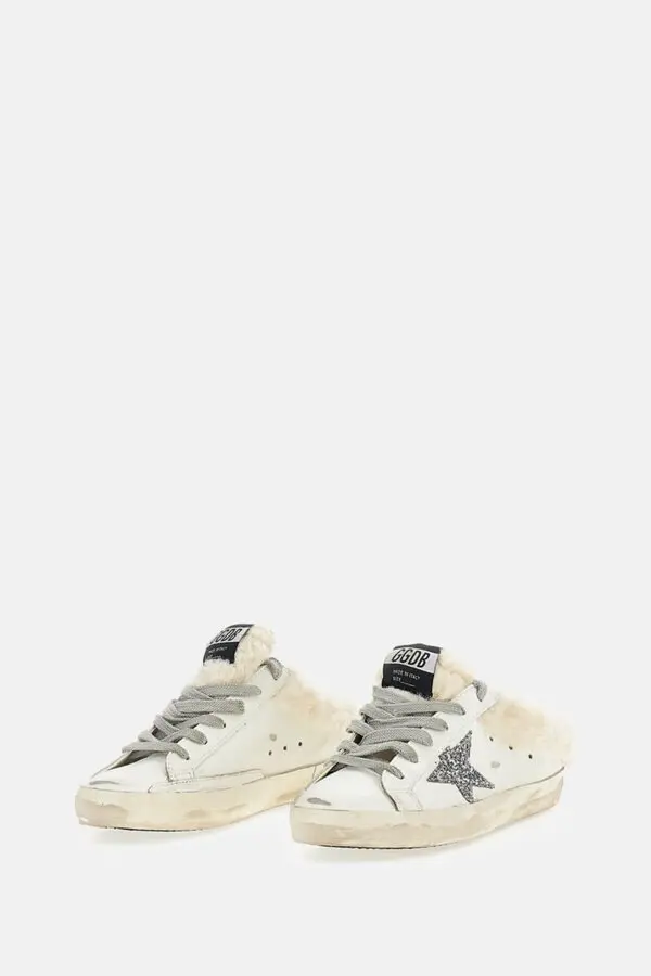 GOLDEN GOOSE Super Star Sabot Shearling Sneakers - Bianco