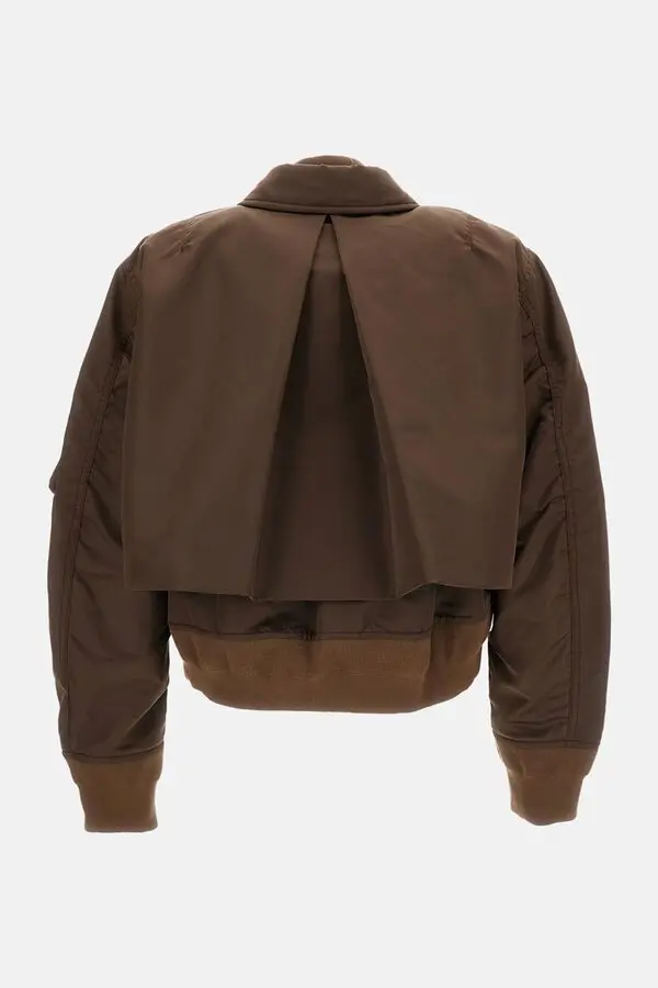 Sacai Nylon Twill Cropped Jacket - Marrone