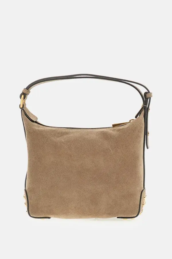 TOD'S Mini Suede Bag With Metal Dots - Beige