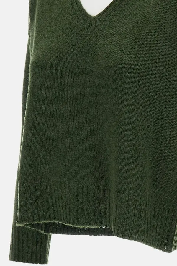 DRUMOHR Boxy V-neck Cashmere Sweater - Verde