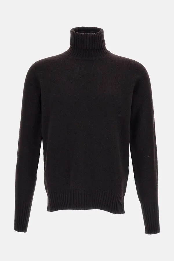 DRUMOHR Turtleneck Sweater In Combed Wool - Brown
