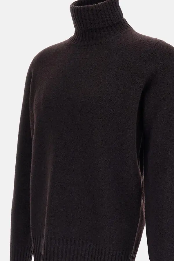 DRUMOHR Turtleneck Sweater In Combed Wool - Brown