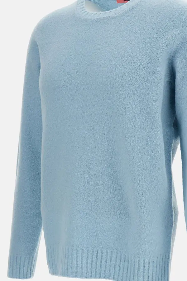DRUMOHR Wool Knit Crew Neck Sweater - Sky Blue