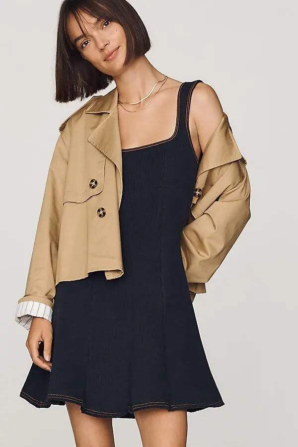 Anthropologie Square-neck Mi Sweater Dress - Navy