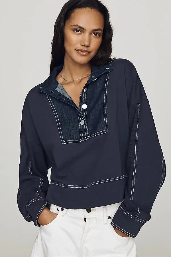 PILCRO Cotton East-west Pullover