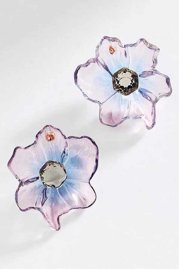 Anthropologie Crystal Blossom Earrgs - Blue