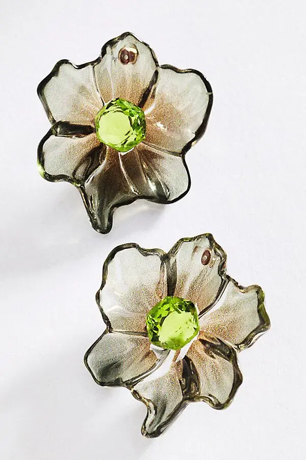 Anthropologie Crystal Blossom Earrings - Green