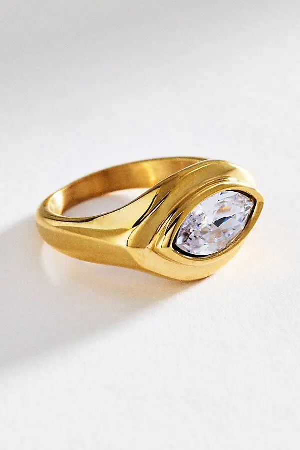 Anthropologie Bezel Marquise Ring - Gold