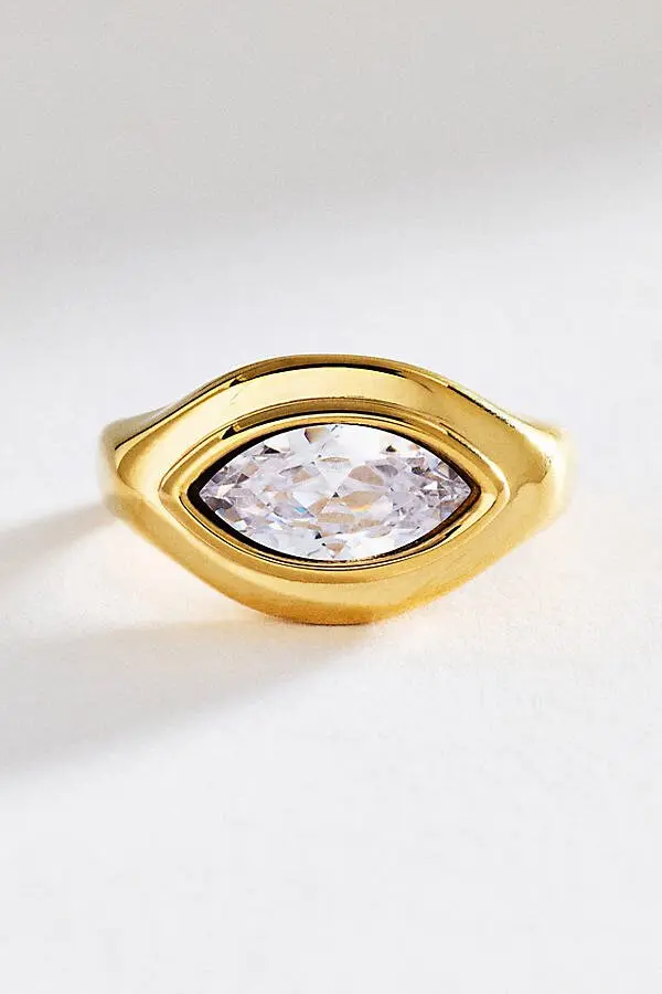 Anthropologie Bezel Marquise Ring - Gold
