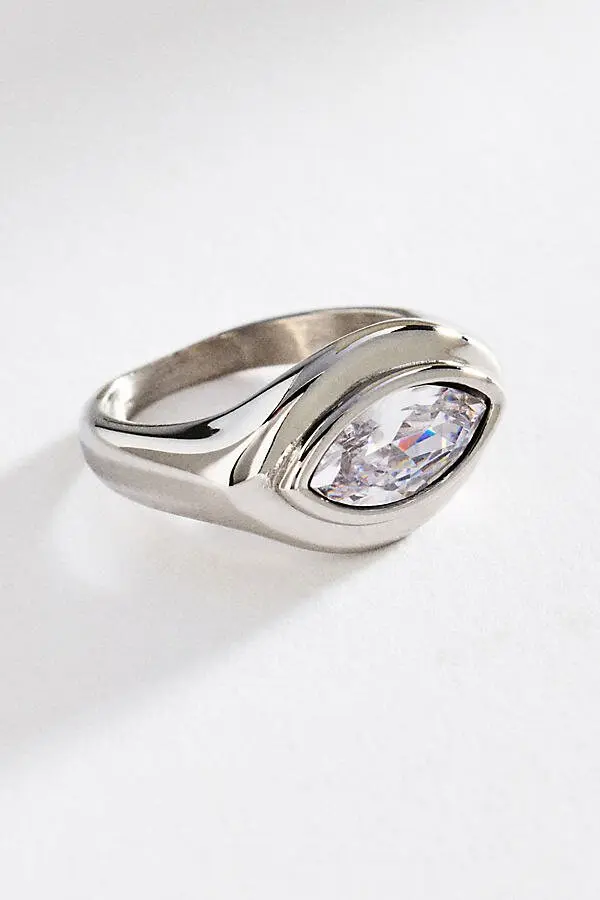Anthropologie Bezel Marquise Ring - Silver