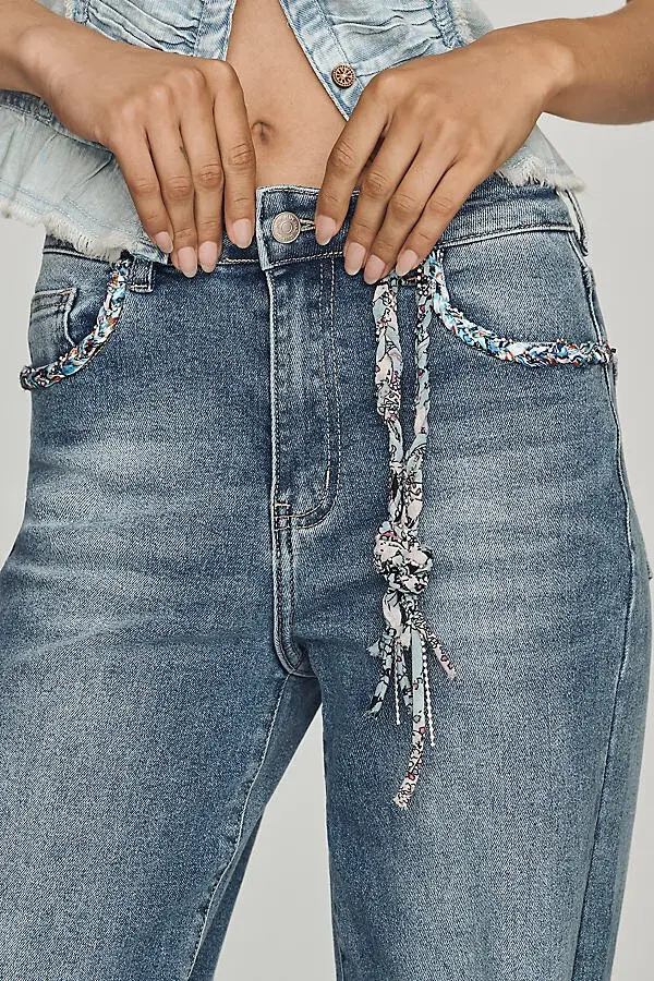 SIEMPRE Scarf High-rise Wide-leg Jeans
