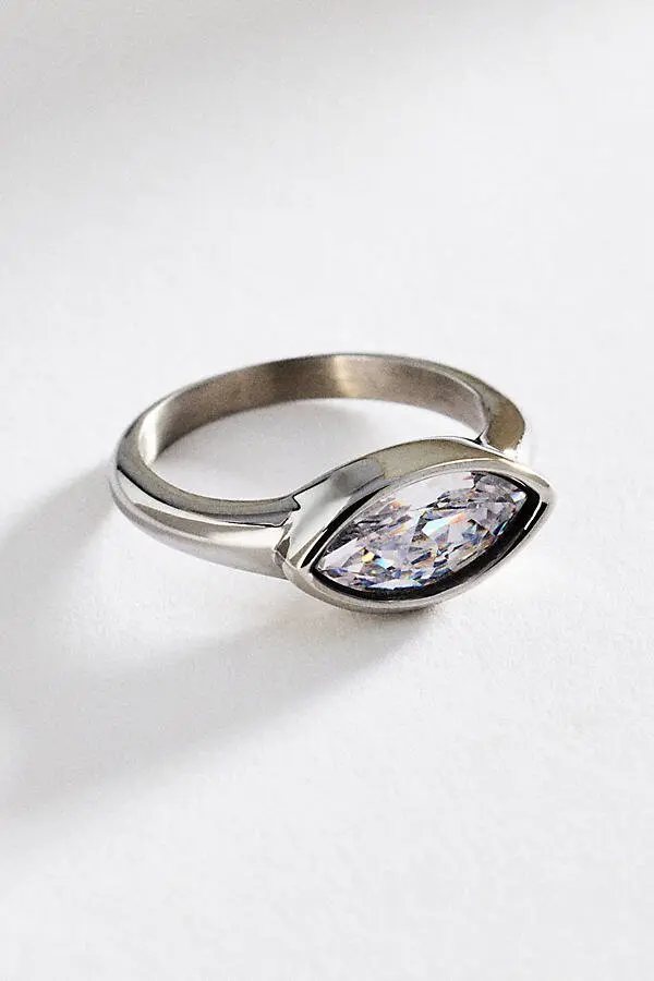 Anthropologie Bezel Oval Stone Rg - Silver