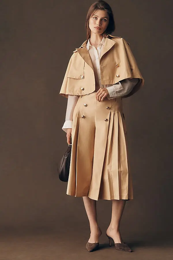 Maeve Cropped Trench Cape Jacket