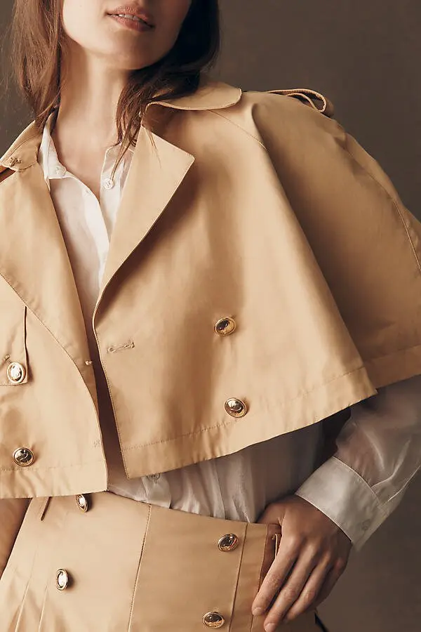 Maeve Cropped Trench Cape Jacket