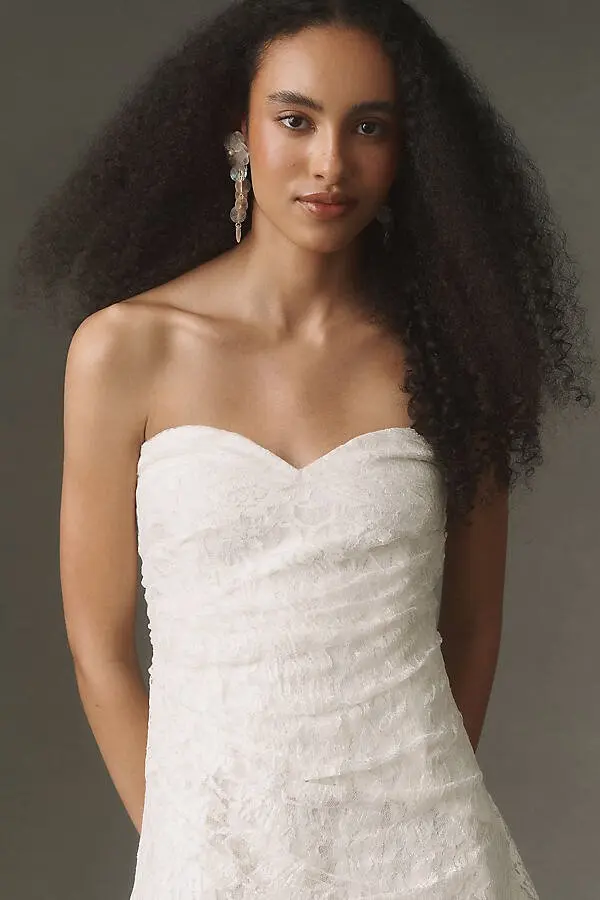 Bhldn Lace Strapless Midi Dress