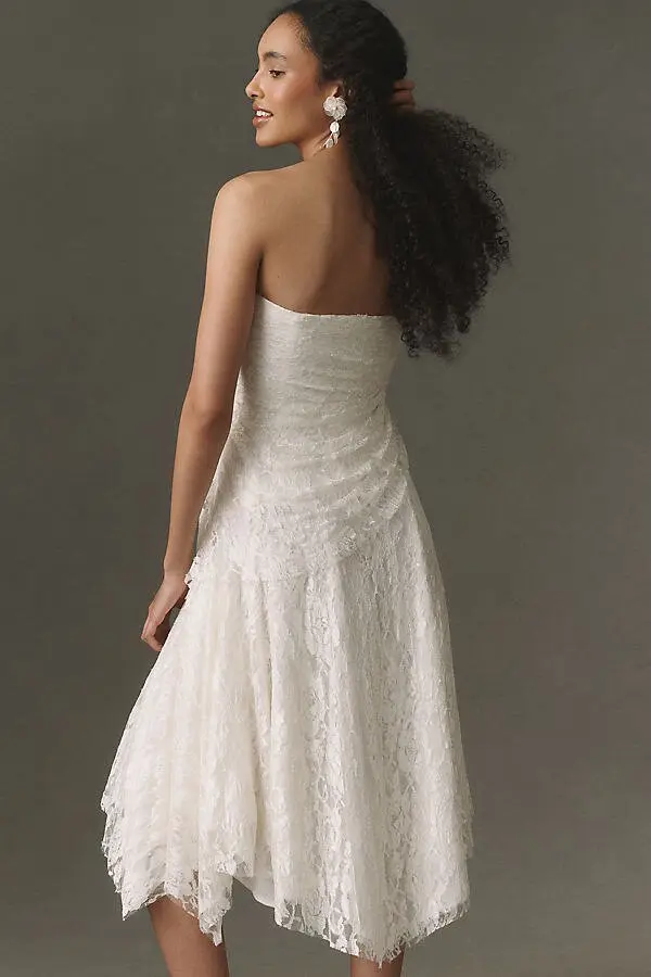 Bhldn Lace Strapless Midi Dress